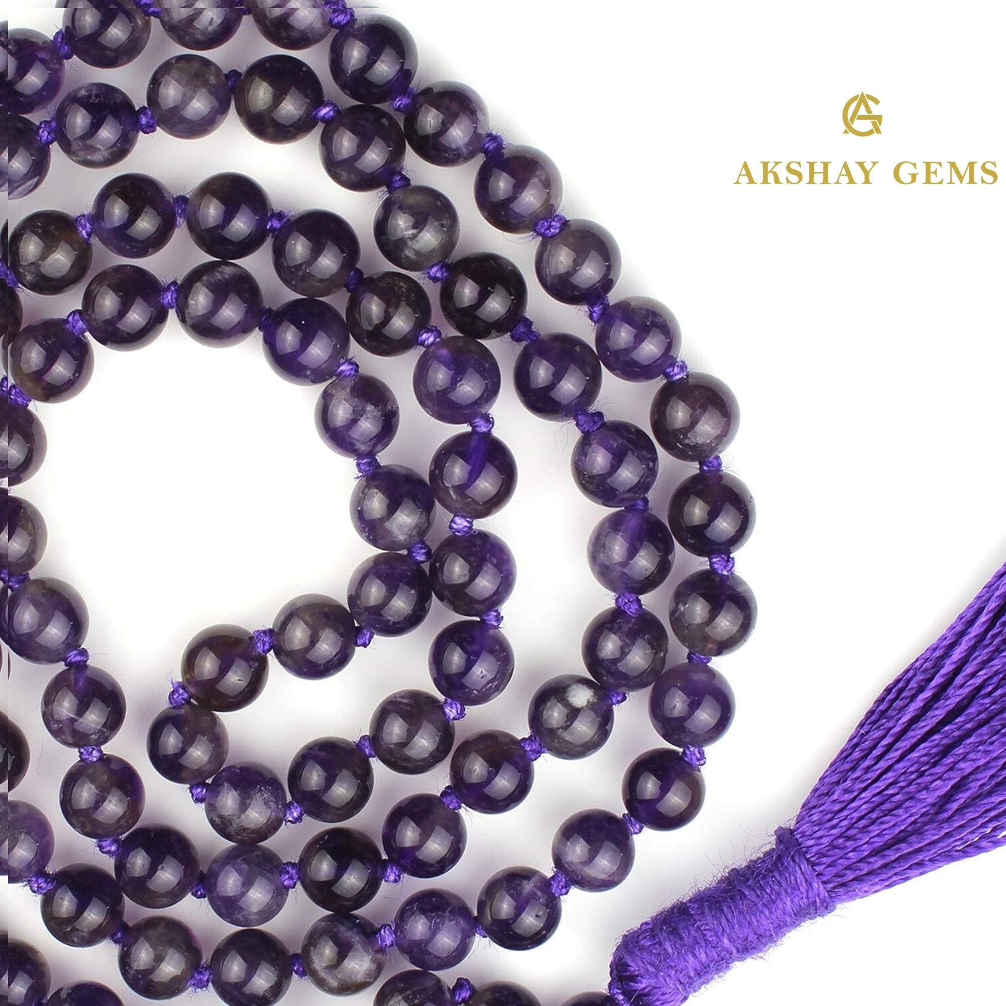 108 Amethyst Beads Japa Mala Akshay Gems